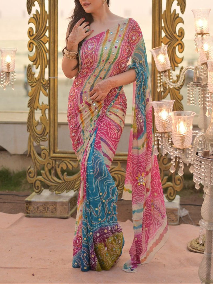 Gorgeous Bandhani & Leheriya-inspired Silk Saree – PreetiSutra